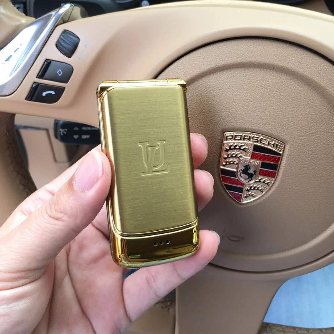 XBOSS Ulcool V9 Smallest Flip Metal Body Dual Sim Card Luxury Mobile Cell Phone (Gold)