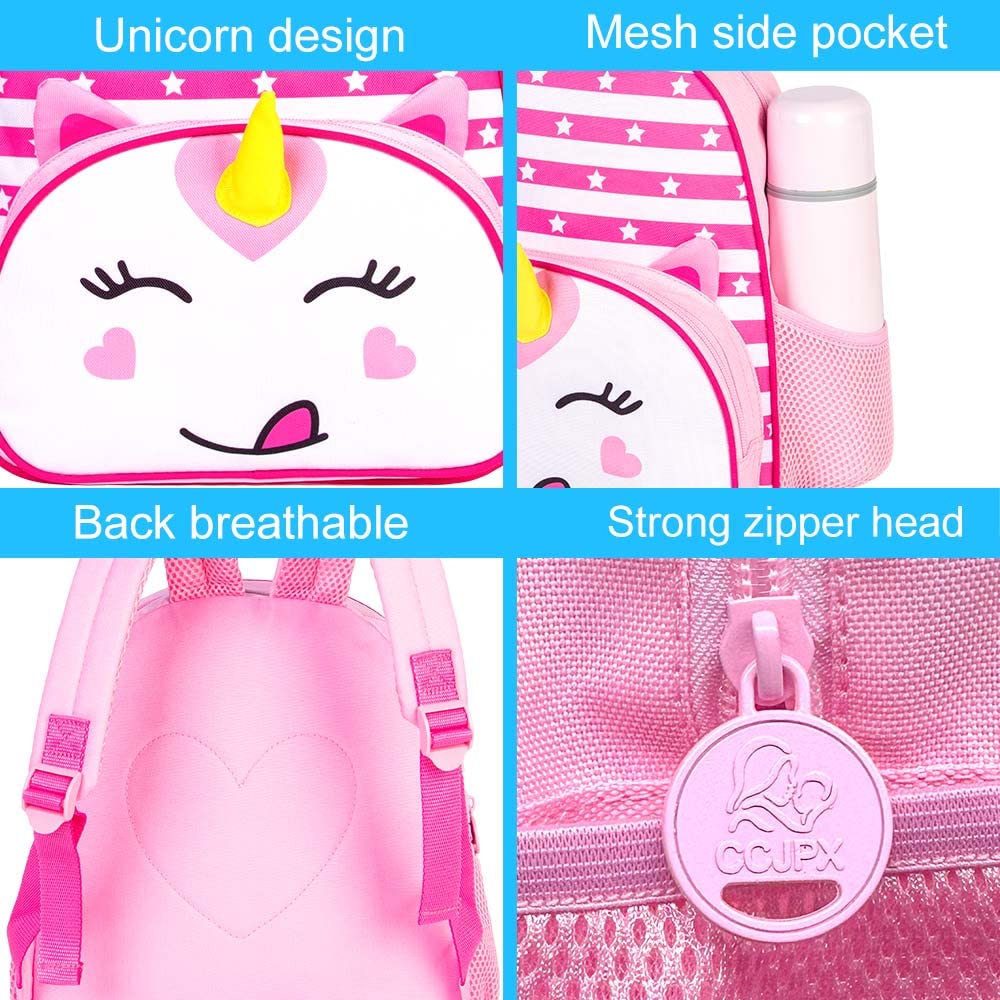 ZLYERT 3PCS Toddler Backpack for Boys, 12" Dinosaur Preschool Bookbag with Lunch Box, Cute Animal Kids Kindergarten Schoolbag - Green