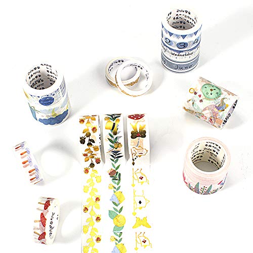 Washi Tape Set,Decorative Washi Masking Tape Set for DIY Craft, Gift Wrapping, Bullet Journal, Planner, Scrapbooking 17 Rolls*16.5ft(Washi Tape -Style 1)