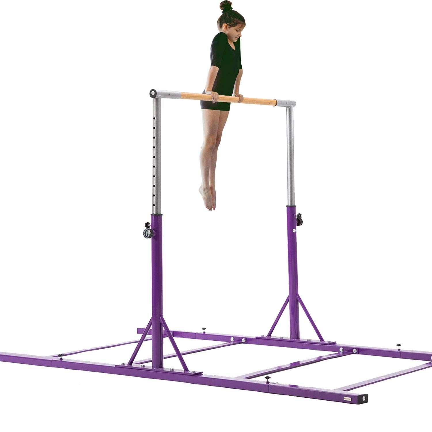 Usexport Gymnastics Expandable Junior Training Bar Adjustable 3' to 5' Horizontal Bar Purple