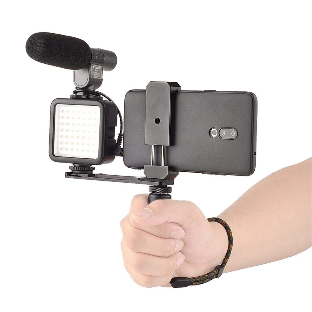 XIAOMINDIAN 2in1 Portable Action Camera+Smartphone Stabilizer Mount Hand Grip Video Vlogging Kit Phone Handle Holder Suitable for GoPro 8/7/6/5 Suitable for DJI Camera Accessories Camera Mount