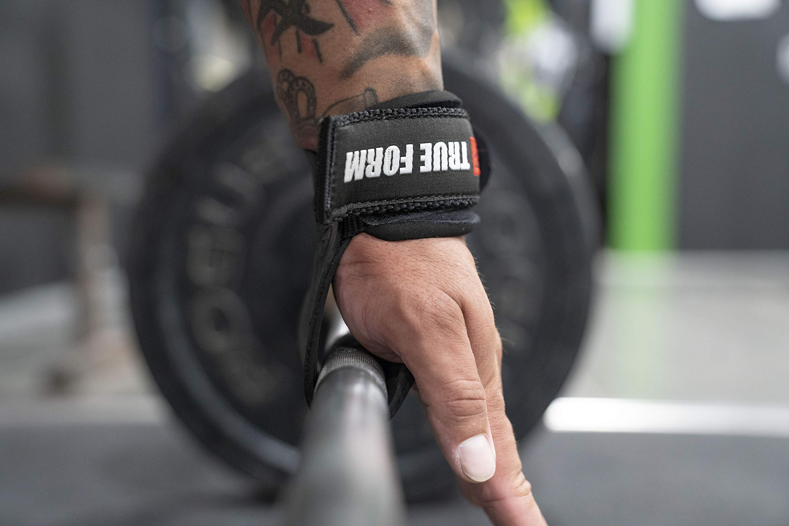 True Form Grips- (Black, Medium) Weightlifting Workout Gear Alternative Power Lifting Hook Deadlift Glove Padded Wrist Wrap Support Dumbell Bodybuilding Weight Crossfit Pull Up Slip Kettlebell