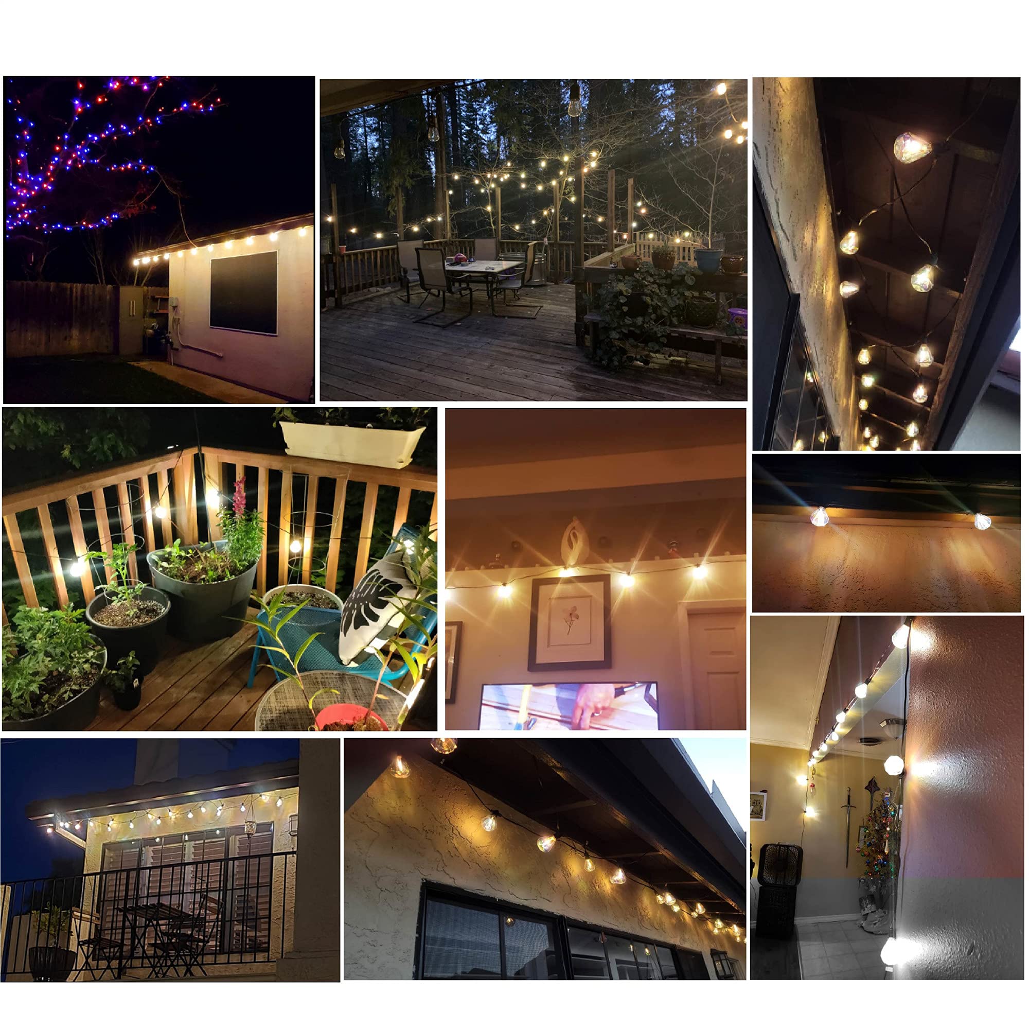 ZOTOYI 25Ft Outdoor LED String Lights, ETL Listd Waterproof IP65 2700K Warm White, Patio Lights String with 12Pcs E12 Sockets, Backyard Hanging Lights for Indoor Outside Lighting