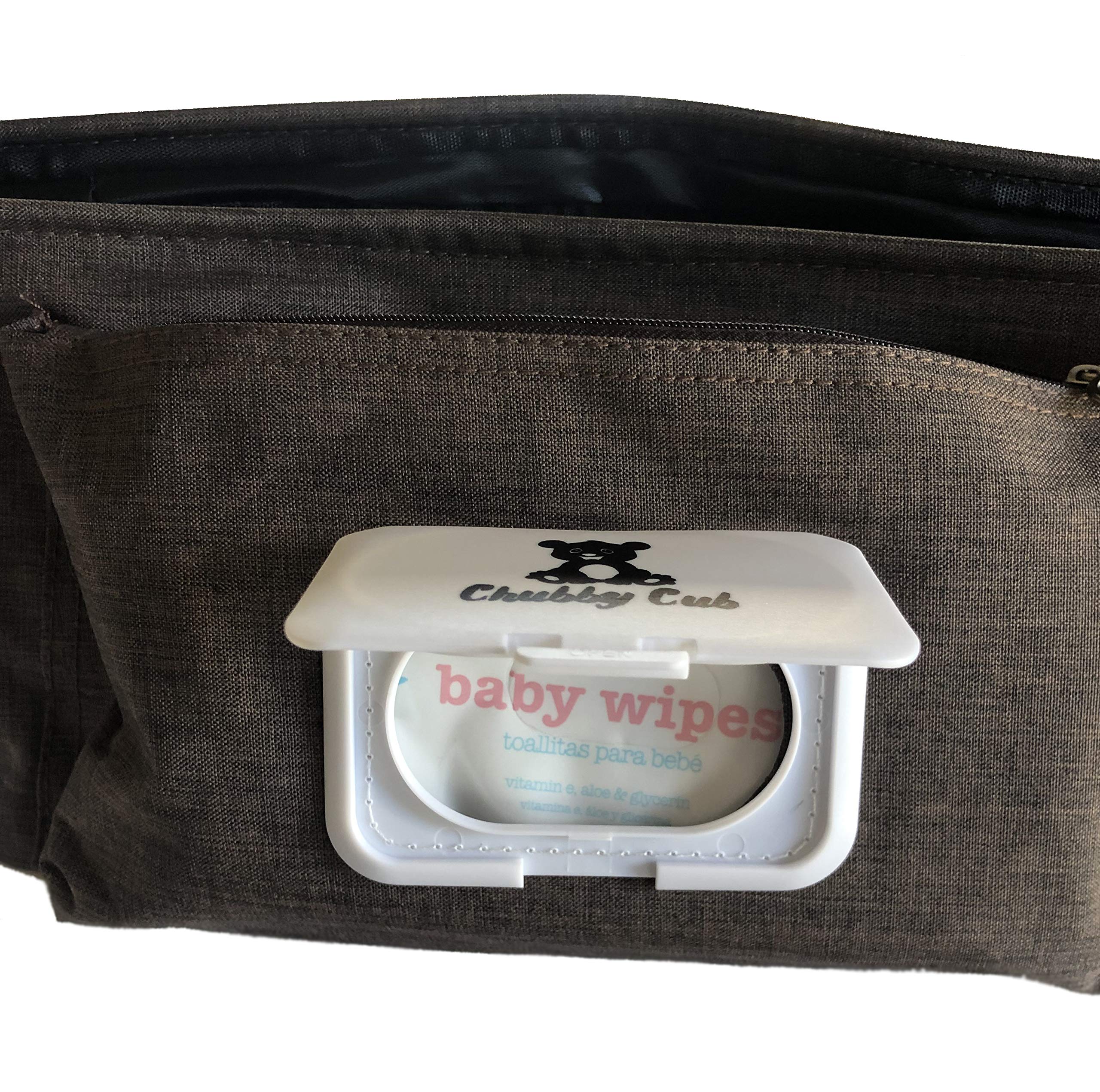 Universal Baby Trolley Storage Carriage Bag Stroller Buggy Pushchair Organizer, Diaper Storage Bag with Baby Wipes Dispenser (Brown)