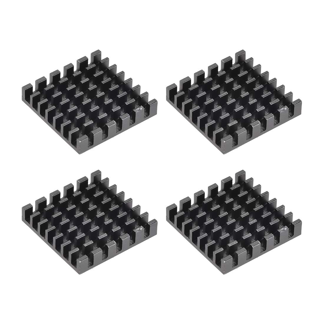 uxcell 5x25x25mm Black Aluminum Heatsink Thermal Adhesive Pad Cooler for Cooling 3D Printers 4Pcs