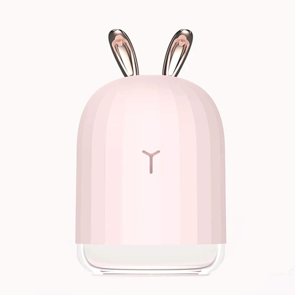UODBUYO Mini Portable Desk Humidifier - Cute Rabbit USB Cool Mist Air Humidifier with Night Light for Bedroom Office Desktop Car Travel