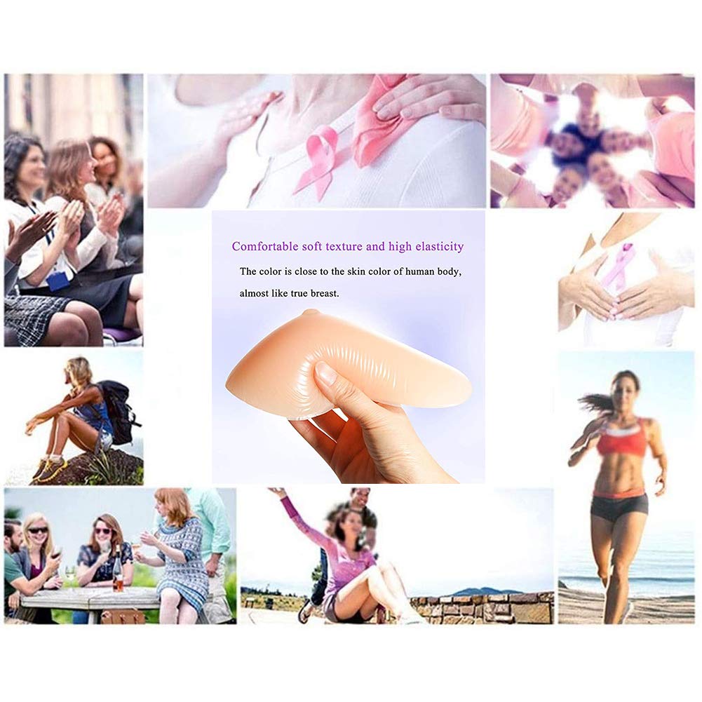 UYBAG 1 Piece Silicone Breast Forms Swimsuit Prosthesis Bra Pads Inserts A-F Cup Mastectomy Breast Cancer Surgery Woman Chest Improvement,Right,250g(Piece) Cup~B