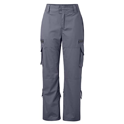 ZYXTIM Womens High Waisted Cargo Pants Loose Fitted Stretch Casual Hiking Pants Combat Military Trousers with Deep Pockets Dark Gray