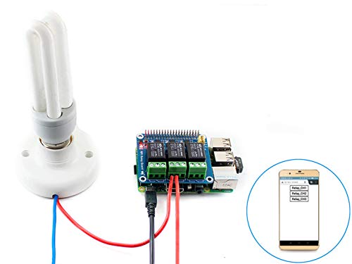 waveshare RPi Relay Board Raspberry Pi Expansion Board, Three Channel (3-CH) Power Relay Module for Raspberry Pi 4B/3B+/3B/2B/A+/B+, Loads up to 5A 250V AC or 5A 30V DC