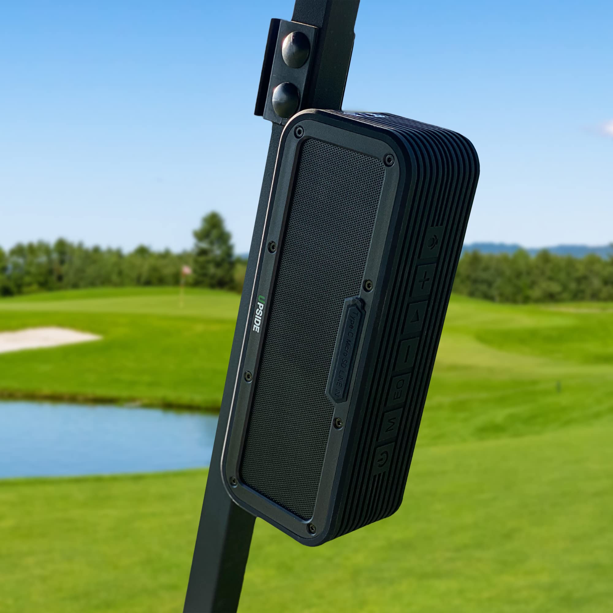Upside Golf X7 Magnetic Bluetooth Golf Cart Speaker, 200+ Foot Range, 15W, Portable, Waterproof, with 15 HR Rechargeable Battery
