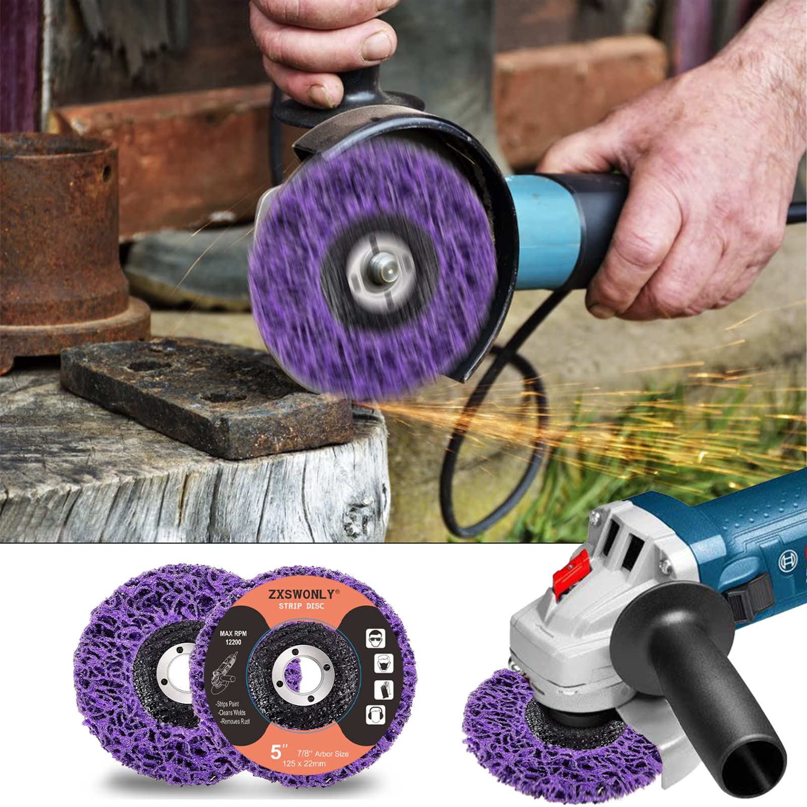ZXSWONLY 27 Pack 2’’ Quick Change Easy Strip Discs for Drill & Die Grinder & air Grinders Quick Clean and Remove Paint Coating Rust Welds Oxidation (with 2 x disc pad Holder)