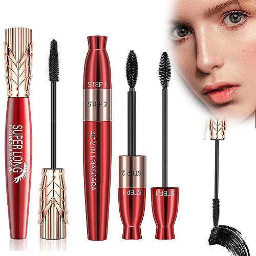 Yanquina Mascara, Yankina Super Long Mascara, 4D Waterproof and Sweat Proof Mascara, Yanoina 4D 2 In 1 Mascara (.2 Styles)