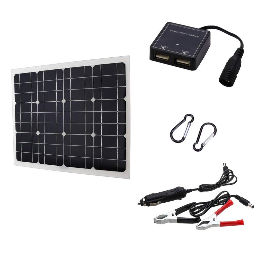 YARNOW 1 Set Solar Panel Kit 60w Solar Power Panel Monocrystalline Photovoltaic Panel Solar Charge Controller for RV Marine Boat