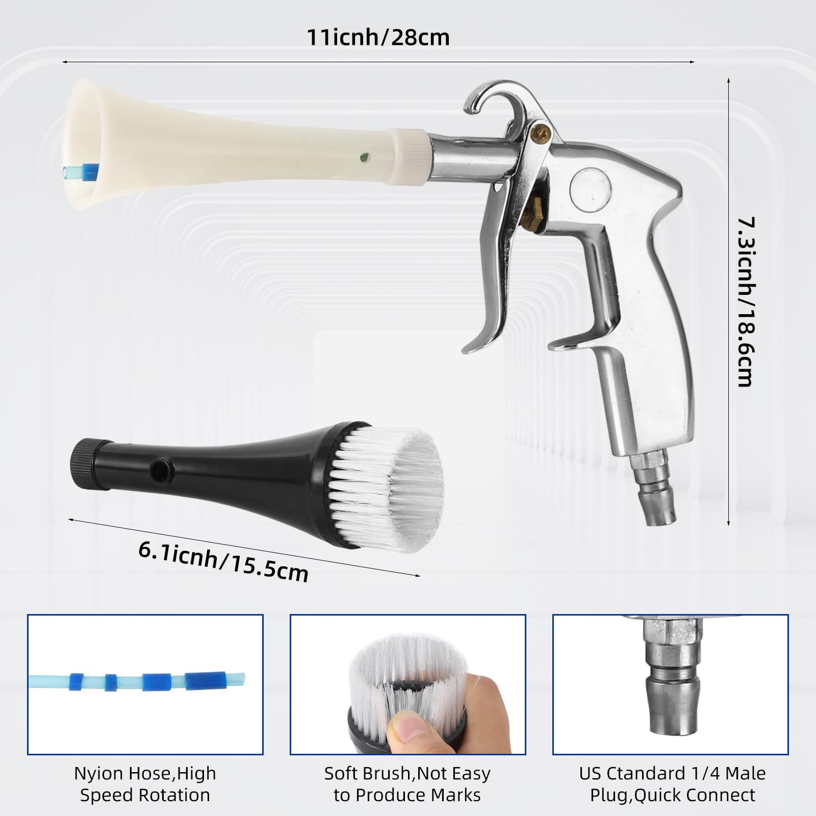WBLLG Air Blow Gun High Pressure Air Blow Gun with 2 Set Nozzle, Interior Car Cleaning for Vehicle Upholstery Carpet Seat