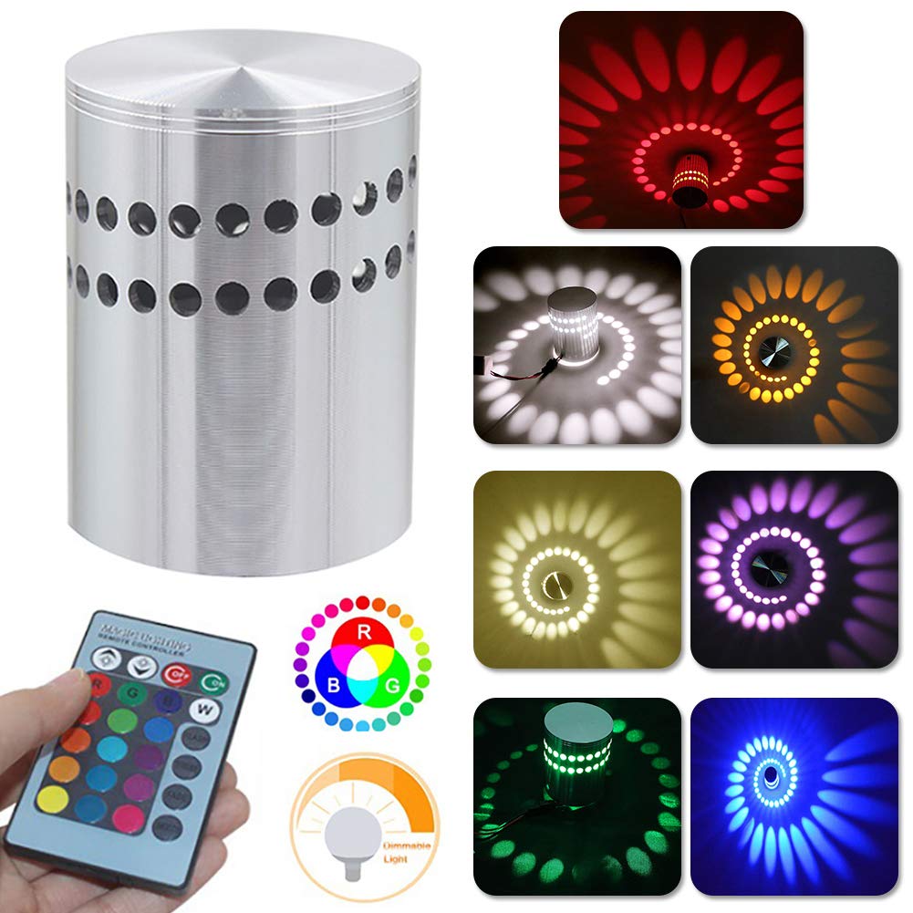 YESBAY LED String Lights,3W RGB Spiral Pattern Aluminum Wall Light for Christmas Wedding Party Home Garden Bedroom Outdoor Purple