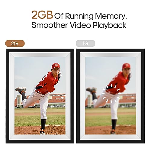 WDYQJE Digital Picture Frame WiFi 10.1 Inch, IPS Touch Screen Smart Cloud Electronic Picture Frame with 64GB Large Storage for Smoother Media Playback, Easy Setup to Share Photos/Videos via Frameo APP