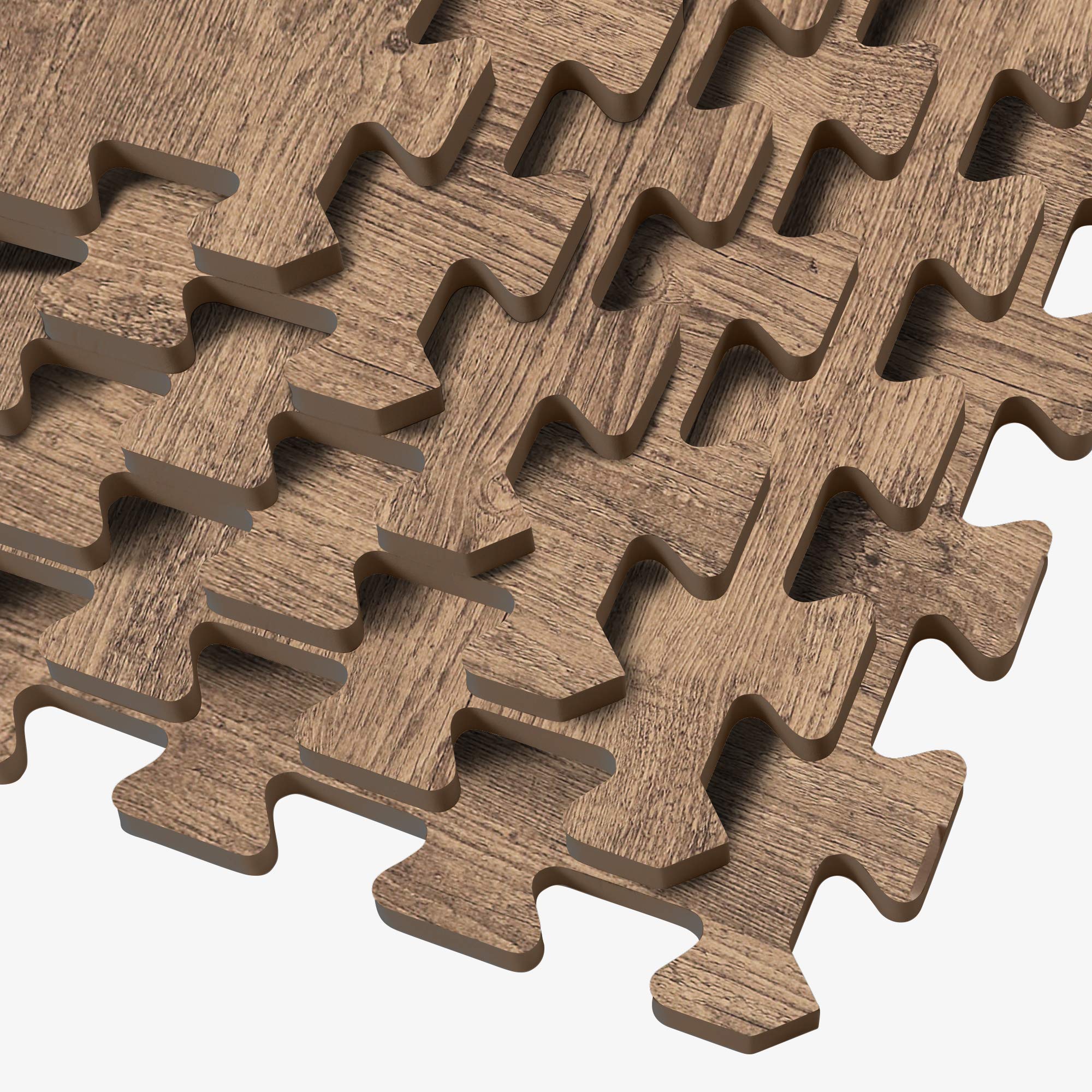 We Sell Mats Forest Floor Farmhouse Collection 3/8 Inch Thick Printed Wood Grain Mats, 24 in x 24 in, Barnwood Brown