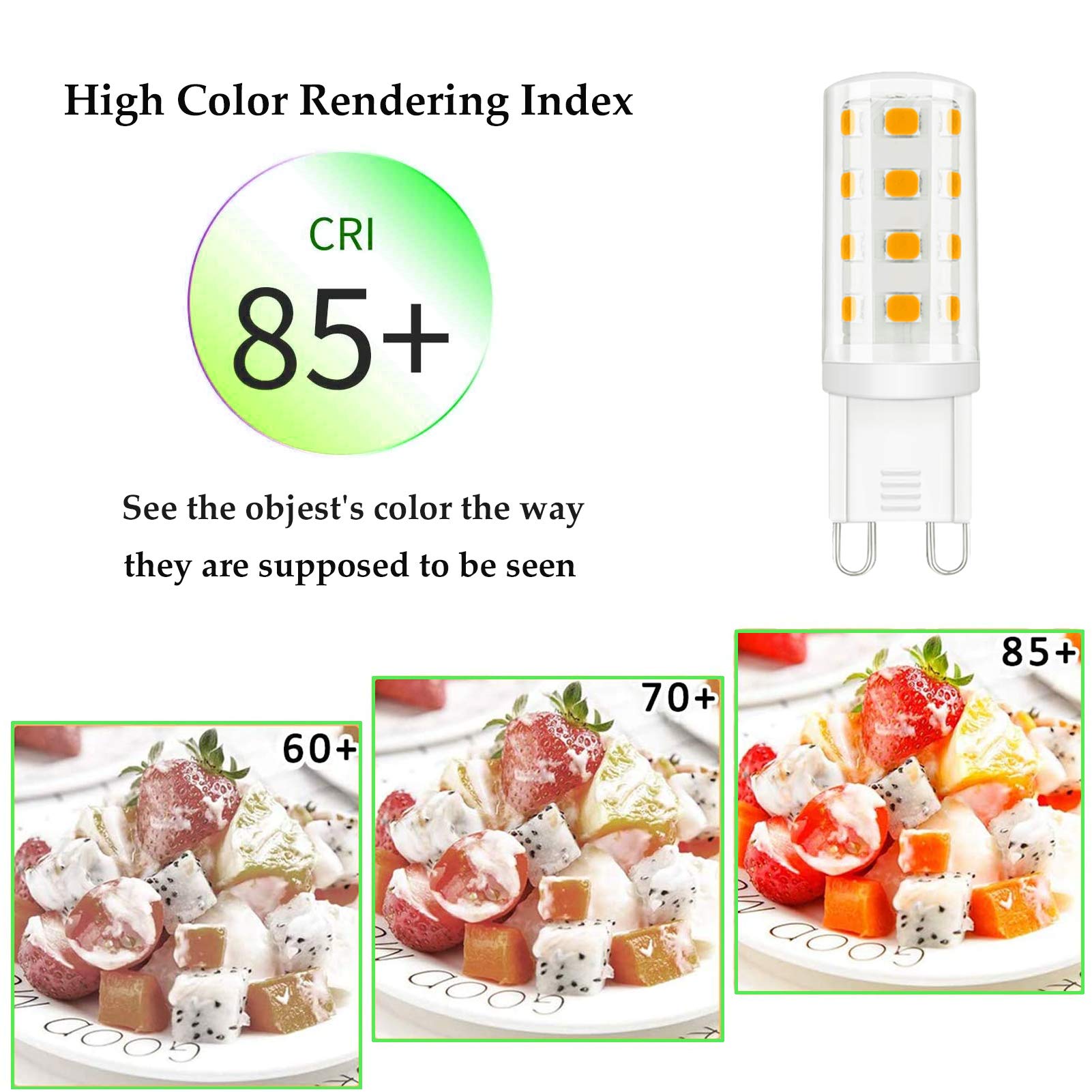 YMAM.LIGHT G9 LED Bulbs Bi Pin Base 3W Warm White 2700K - G9 Base Bulbs, 40W Halogen Equivalent, 380LM, G9 Chandelier Bulbs for Home Lighting, Pack of 12