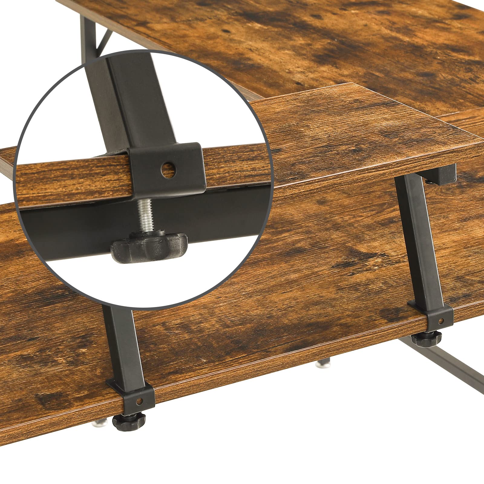 YMYNY L Shaped Computer Desk, Industrial Corner Table for Home Office, PC Laptop Workstation, Study Writing Gaming Table with Monitor Stand, Easy to Assemble, Rustic Brown