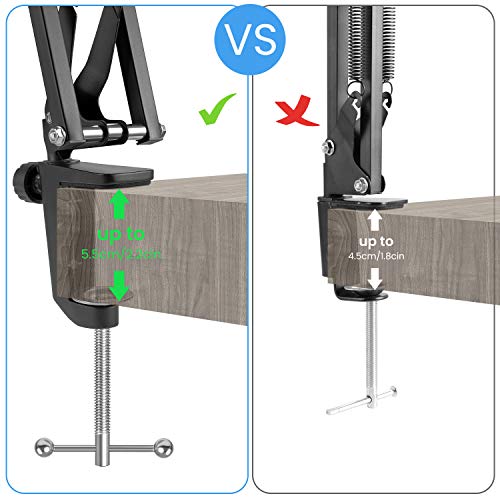 YNGRUE Microphone Arm Stand C Shape Desk Table Mounting Clamp for Microphone Mic Suspension Boom Scissor Arm Stand Holder with Adjustable Screw, Fits up to 2.3in/5.9cm Desktop Thickness
