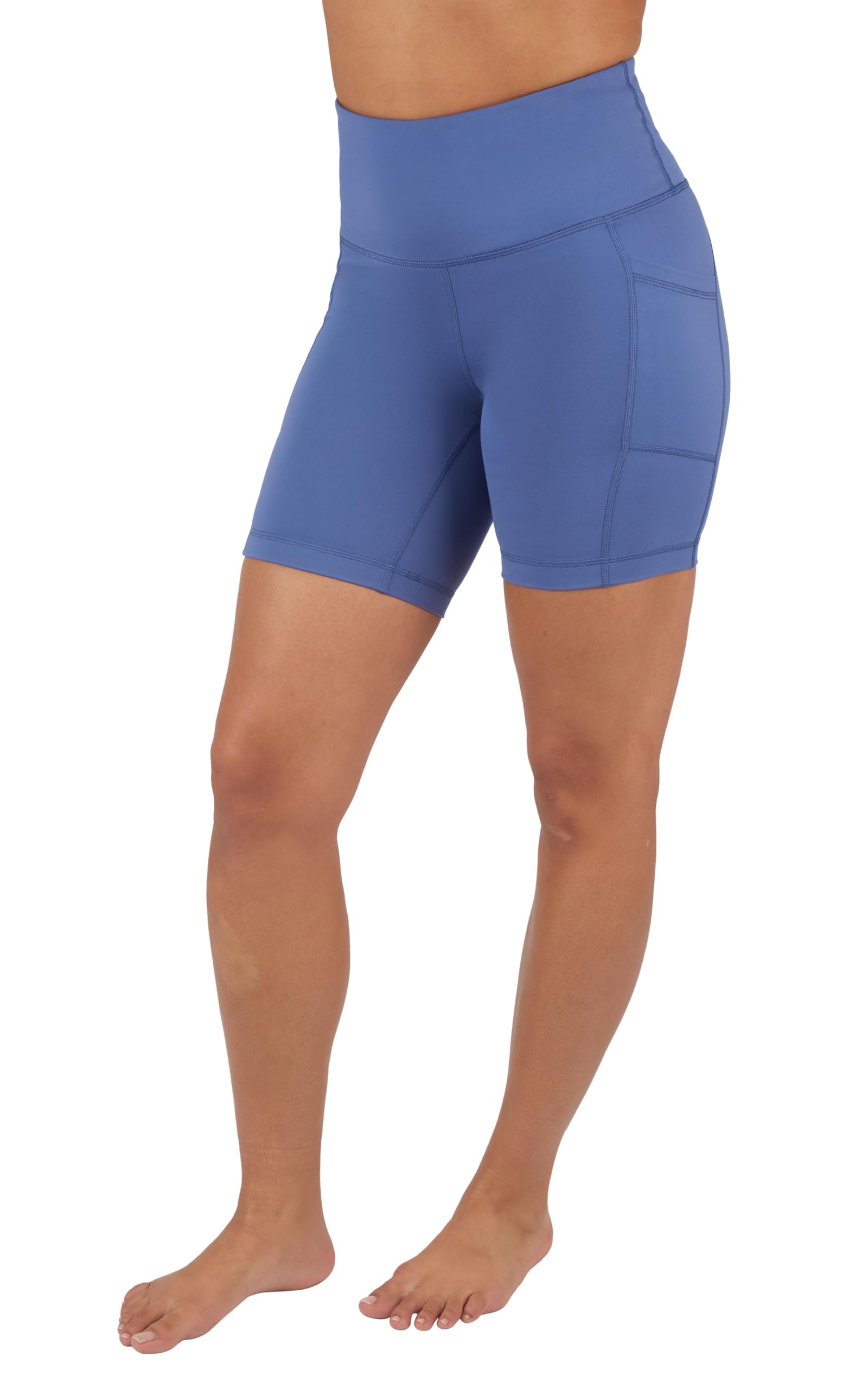 Yogalicious Ultra Soft Lightweight Hi Rise Shorts with Side Pocket - High Waist Yoga Shorts - Gothic Grape 5" - Medium