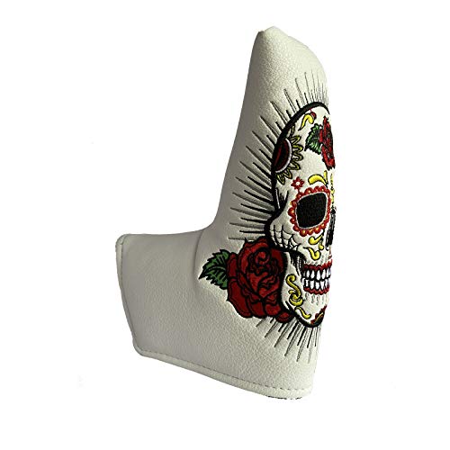 YopralGolf Golf Blade Putter Head Covers Halloween Rose Sugar Skull Magnetic Leather Golf Putter Headcover Fits Scotty Cameron Odssey Ping Taylormade