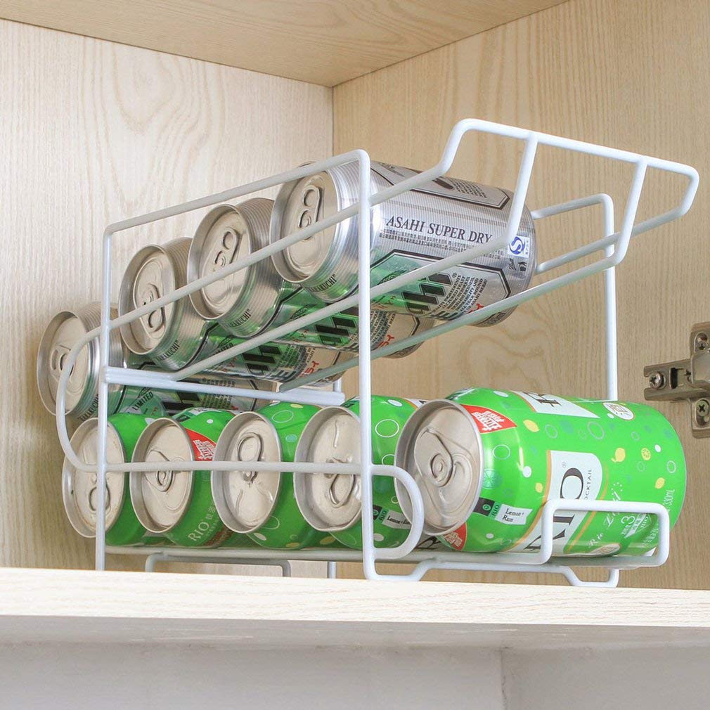 WElinks Double-Wall Can Storage Rack, Iron, 12-Can Capacity, Black
