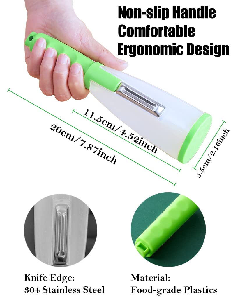 Vegetable Peeler with Container to Store Peel, Multi-functional Potato Orange Apple Peeler for Kitchen