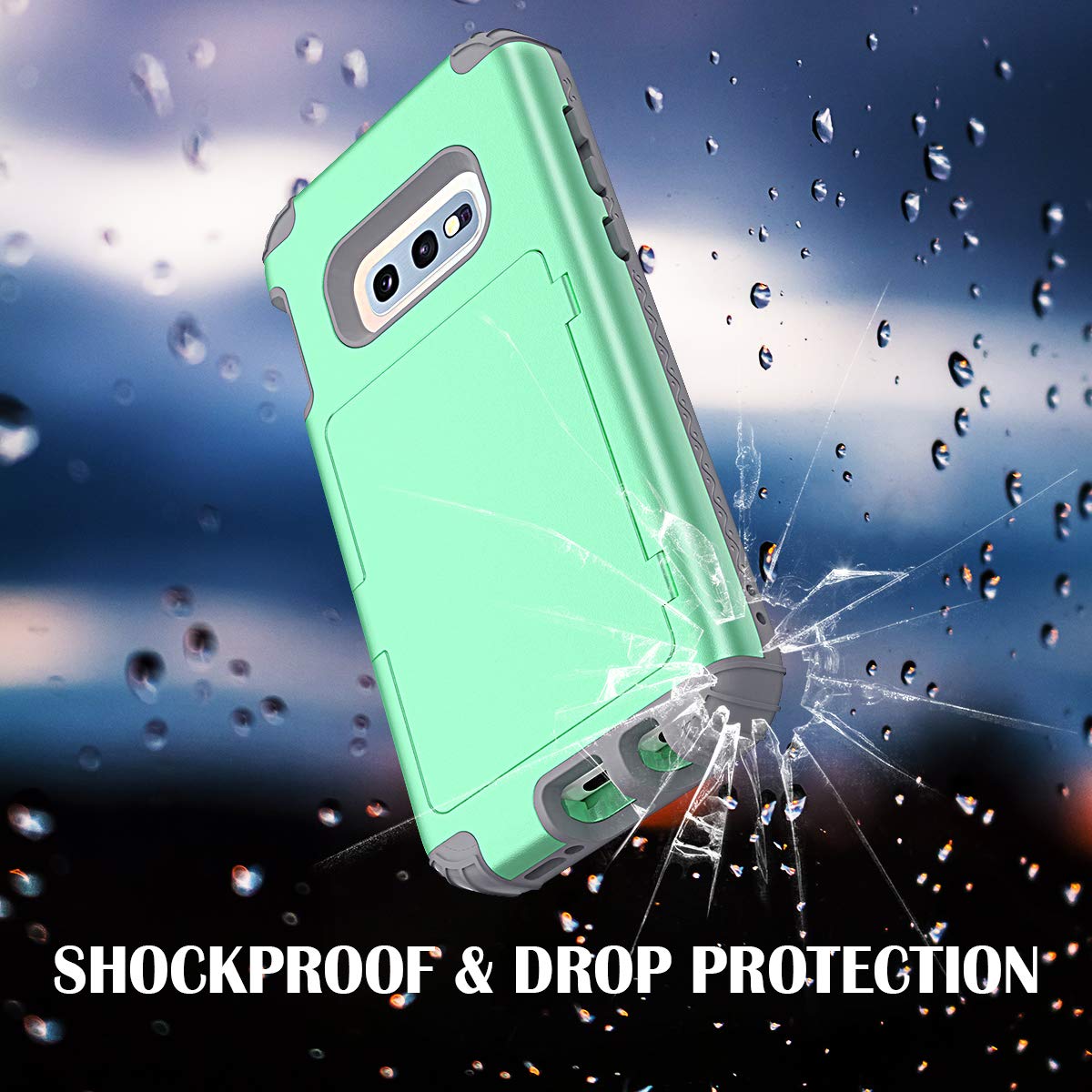 WeLoveCase Galaxy S10e Wallet Case Built in Screen Protector S10e Defender Wallet Card Holder Cover with Hidden Mirror 3 Layer Shockproof Heavy Duty Protection Case for Samsung Galaxy S10e Mint