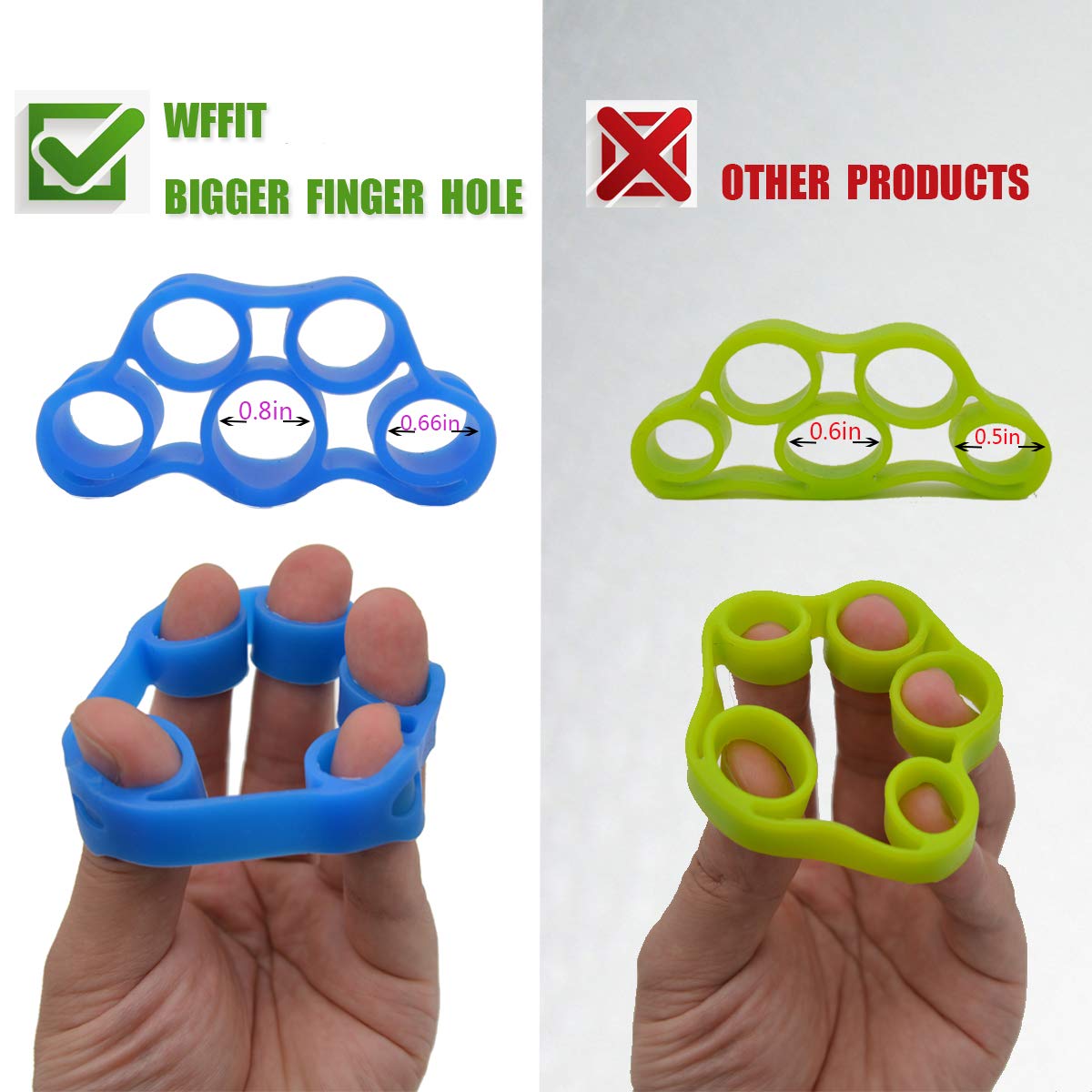 WFFIT Finger Exercise Finger Grip Finger Stretcher, Resistance Bands Hand Extensor Exerciser Elastic,Finger Grip Trainer for Relieve Joint Pain, Rehabilitation,Relaxation Grips Workout