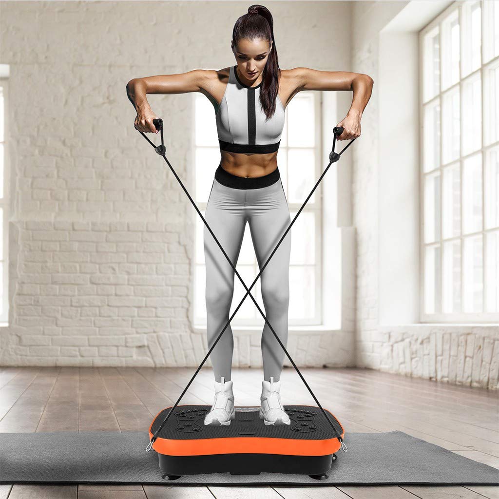 Vibration Plate Exercise Machine Whole Body Workout Vibration Fitness Platform Loop Bands Home Training Equipment for Weight Loss & Toning (A)