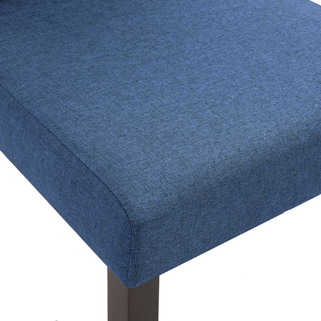 vidaXL Dining Chairs 4 Pcs, Side Chair with Solid Wood Legs, Upholstered Fabric Accent Chair for Home Kitchen Living Room, Blue Fabric