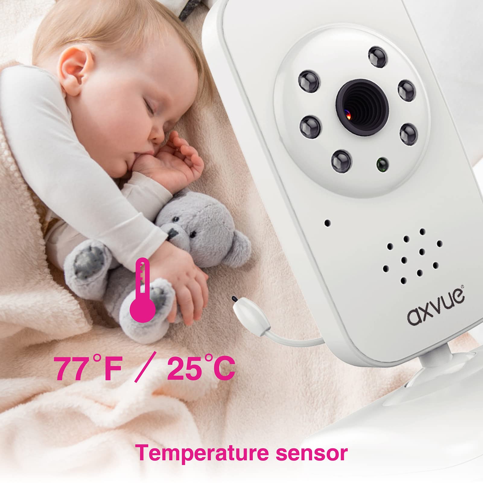 Video Baby Monitor, Fabulous Vertical Screen, Slim-Designed Handheld, Extra Long Range, Secure Wireless Technology, Camera Built-in Auto Night Vision, Temperature Alert