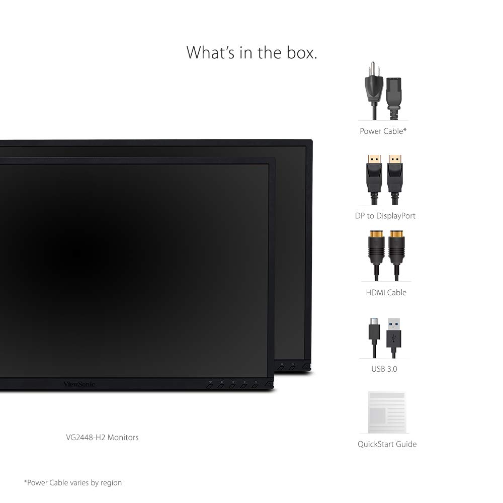 ViewSonic VG2448_H2 24 Inch Dual Pack Head-Only IPS 1080p Monitors with HDMI DisplayPort USB and 40 Degree Tilt for Home and Office (Renewed)