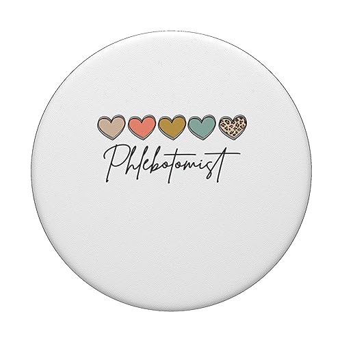 Vintage Leopard Cheetah Hearts Phlebotomist Phlebotomy Nurse PopSockets Standard PopGrip