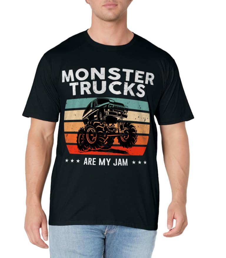 Vintage Monster Truck Are My Jam Retro Sunset Cool Engines T-Shirt