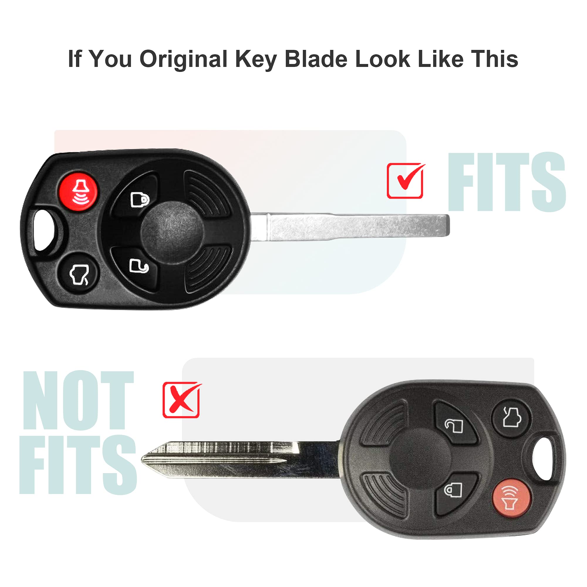 VOFONO 4 Buttons Keyless Entry Key Fob Fit for Ford Escape/C-Max 2013-2019/Focus 2012-2019/Transit 2014-2017/Transit Connect 2014-2018/Fiesta 2015-2018 Replacement for FCC ID: OUCD6000022 Pack of 2