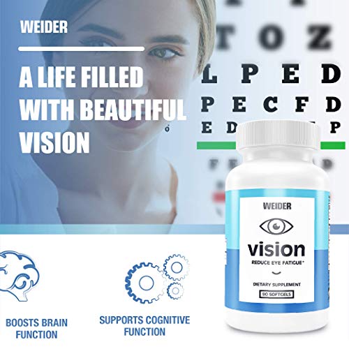 Weider Vision Complete Formula with Lutein Zinc and Fish Oil, Dietary Supplement to Reduce Eye Fatigue, 90 Count