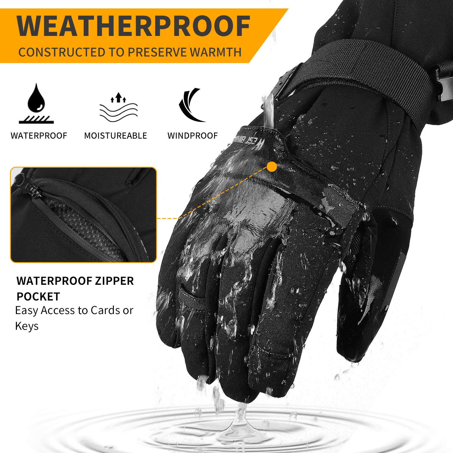 West Biking Gift Winter Ski Gloves 2-in-1 Under Gloves with Separate Liners, 3M Thinsulate Waterproof Touchscreen Warm Snowboard Gloves