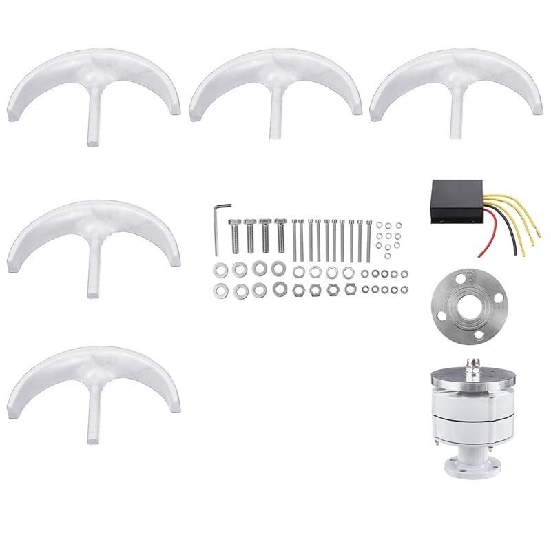 Wind Turbine Generator Kit 1000W Wind Turbine 12v 24v Vertical Axies Wind Generator Small Windmill Energy With MPPT Charge Controller Homeuse for Home Marine Industrial Energy (Color : White, Size :