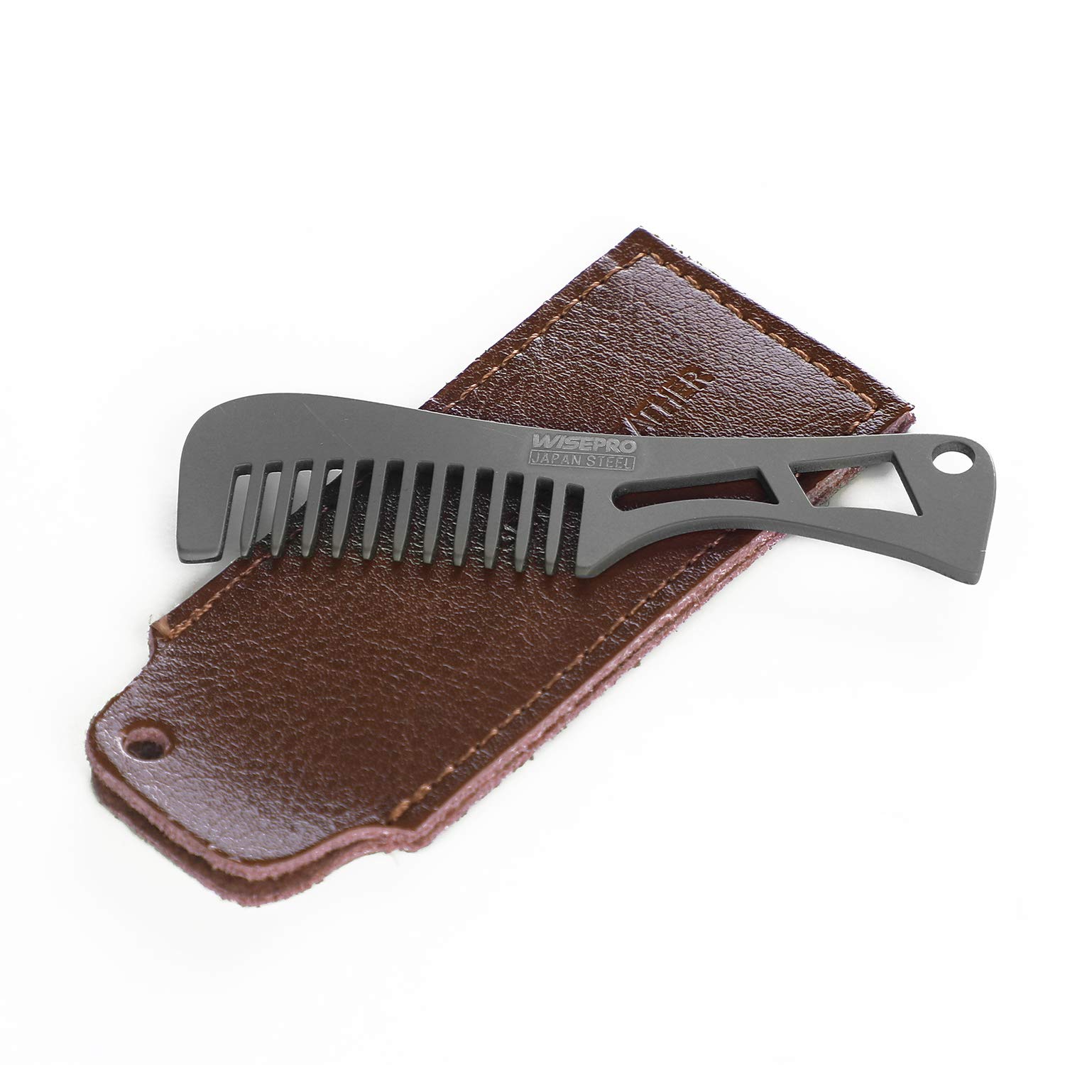 WISEPRO Beard Mustache Comb Fine Toothed Beard Comb Keychain Comb,Suitable For Beard Care Facial Hair Grooming(Black Beard Hollow)
