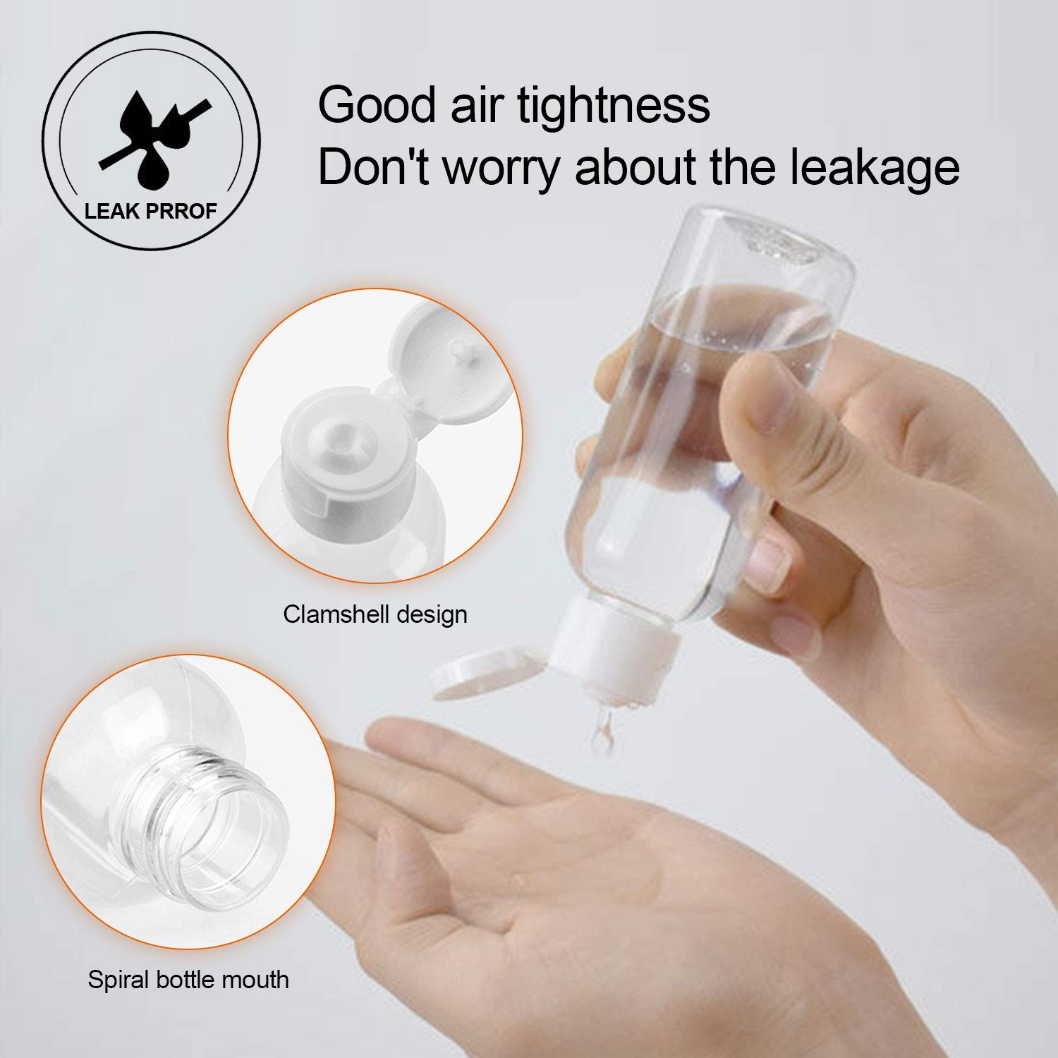 Woaiwo-q Travel Bottles TSA Approved,2 oz Plastic Bottles Small Squeeze Bottles Leak Proof Silicone Travel Size Containers with Flip Cap (30 Bottles)