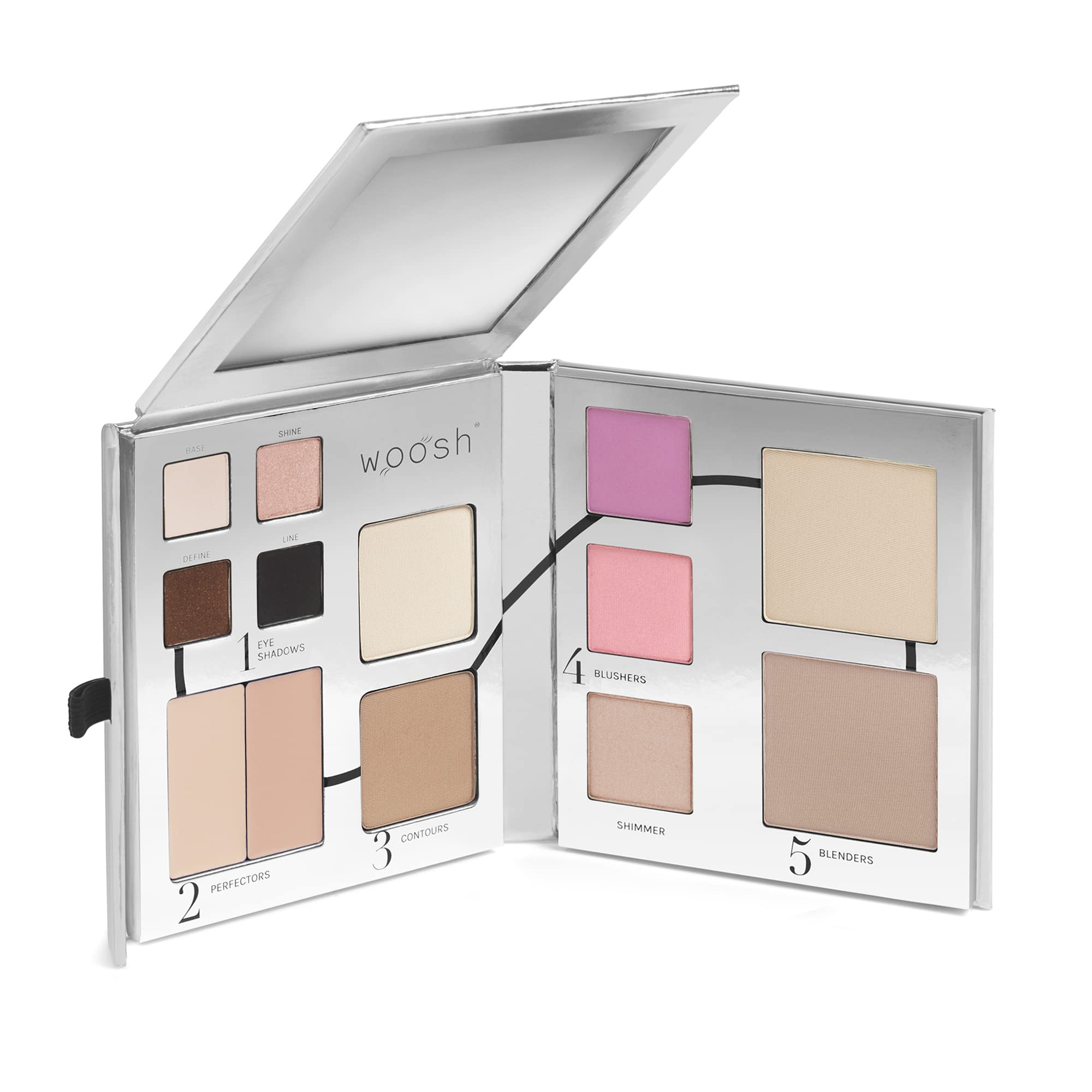 Woosh Beauty, Fold Out Face Original Makeup Palette, Travel, All in One, Neutral Cream & Powder (#2 Medium Light)
