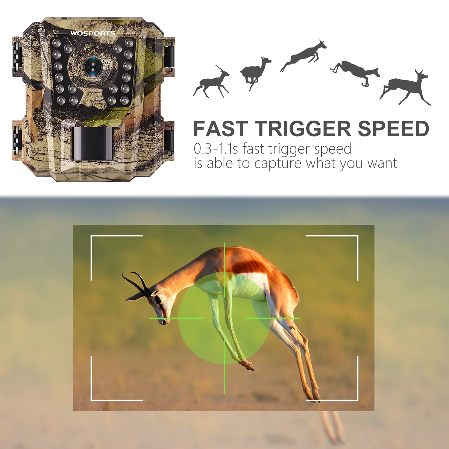 WOSPORTS Mini Trail Camera,24MP 1080P HD Game Hunting Camera Motion Activated with IR Night Vision Waterproof Video Cam for Wildlife Scouting Hunting Deer Cam