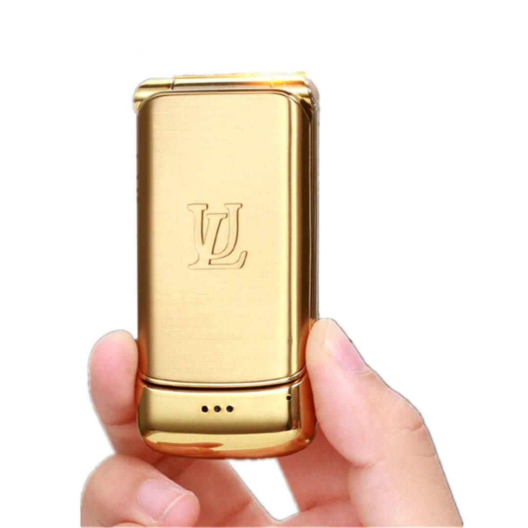 XBOSS Ulcool V9 Smallest Flip Metal Body Dual Sim Card Luxury Mobile Cell Phone (Gold)