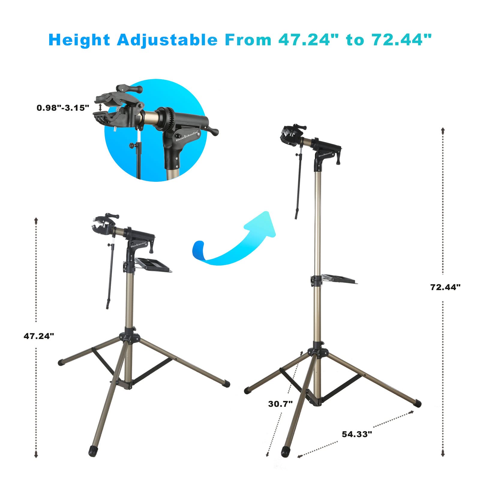 SLIVERY&CHAVALIER Bike Repair Stand Home Bicycle Workstand Foldable Height Adjustable Aluminum Alloy Bike Workstand with Quick Release for Road & Mountain Bikes, Max Load 66LBS