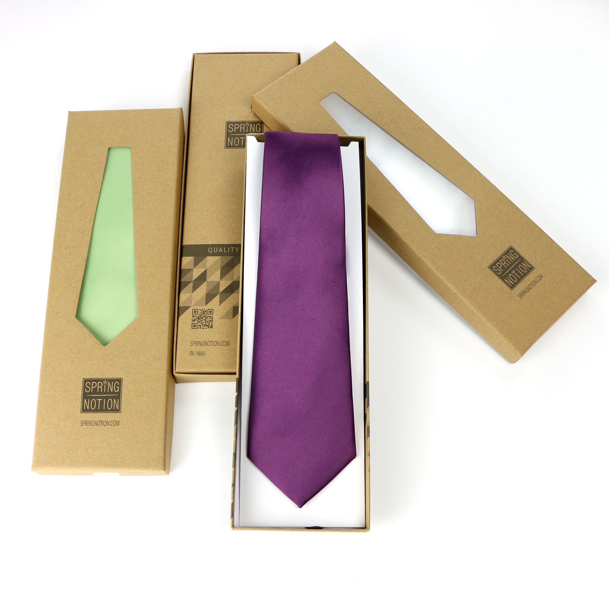 Spring Notion Men's Solid Color Satin Microfiber Tie, Regular Ivory
