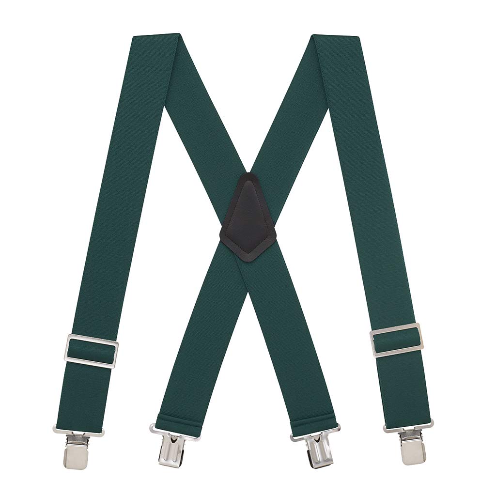 Suspender Store 2-Inch Wide Low-Stretch Logger Suspenders - Strong Gator Clip - 54" for 6'1" to 6'5" tall - Hunter