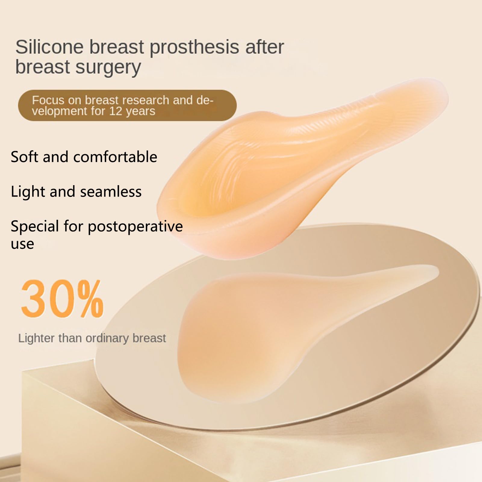 Spiral Fake Breast Silicone Prosthetic Breast Fake Boob False Breast Insert Lightweight Push Up Breast Pad Women's Push Up Thickened Bra Padding Soft Touch left-390g