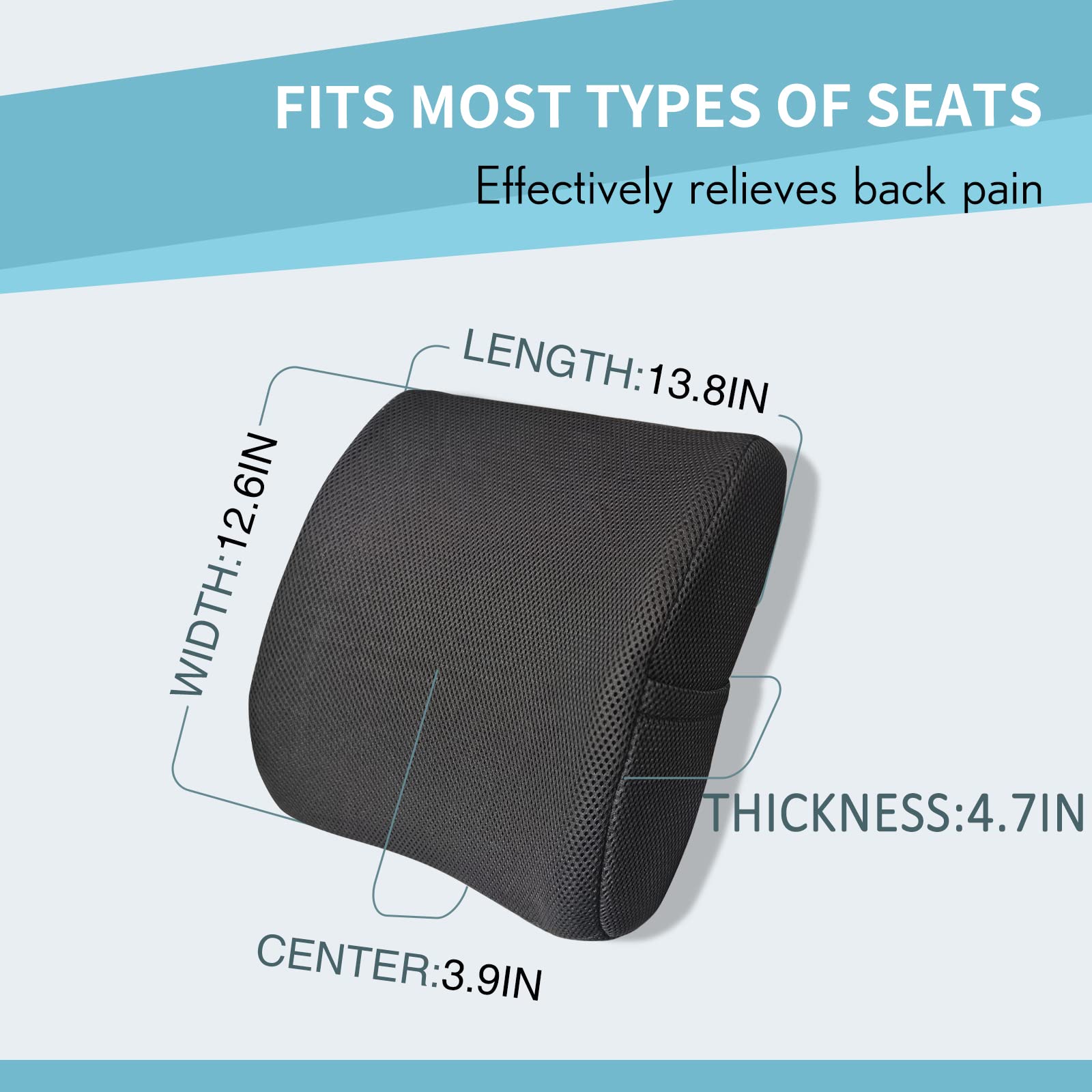 Super Comfy Lumbar Support Pillow for Office Chair and Car Seat, Removable Mesh Cover & Double Adjustable Straps, Ergonomic Memory Foam - Back Pillow for Back Pain Relief/Improving Sitting Posture